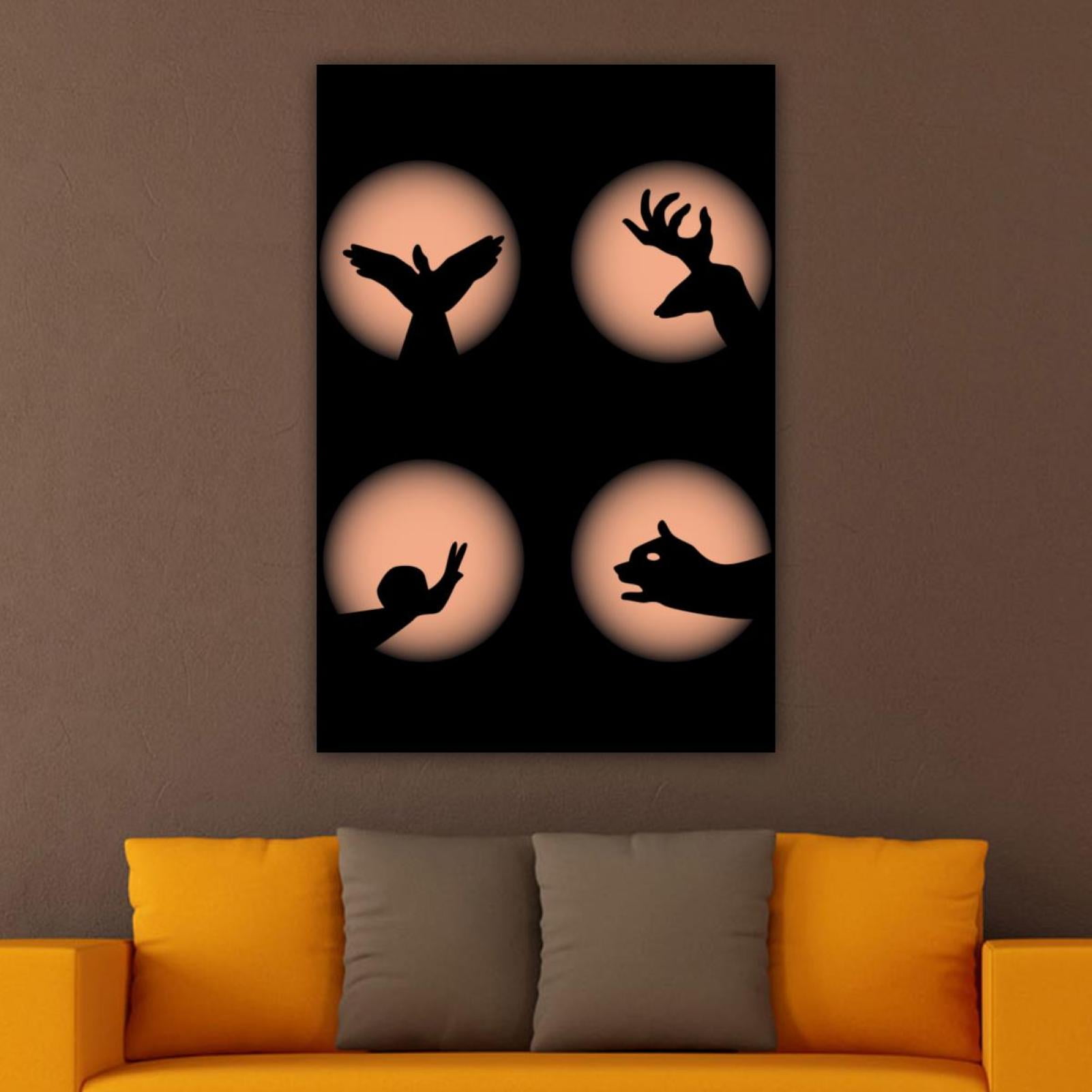 OWNSERIES Home Decor Shadow Puppet Hand Pattern Canvas Wall Art ...