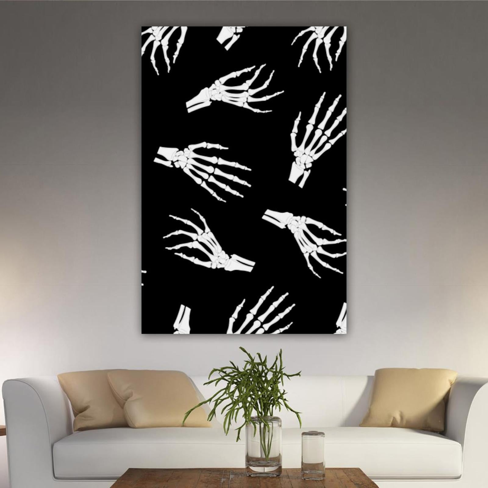 OWNSERIES Home Decor Skeleton Hand Pattern Pattern Canvas Wall Art ...