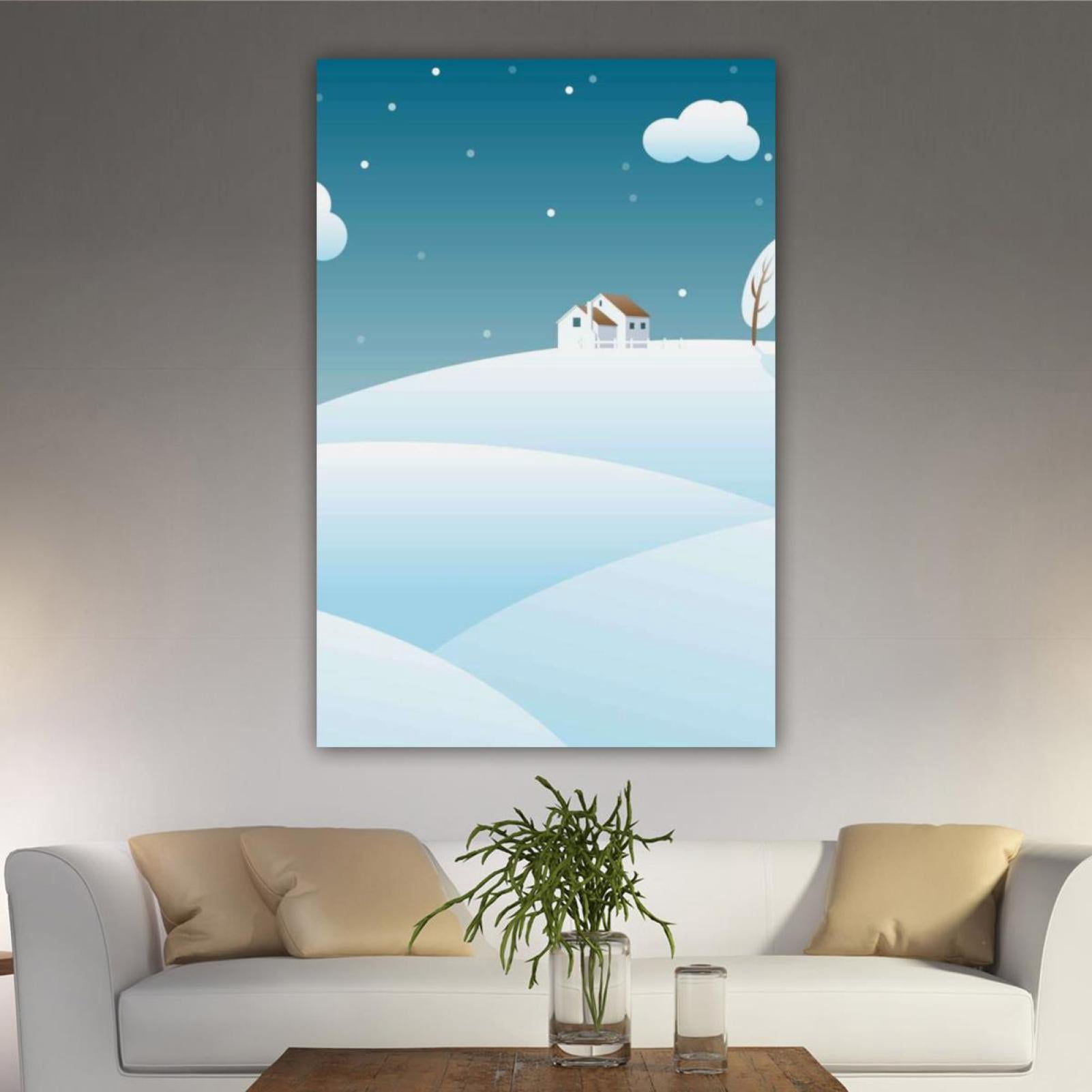 OWNSERIES Home Decor Snow Covered Rolling Hills Print Pattern Canvas ...