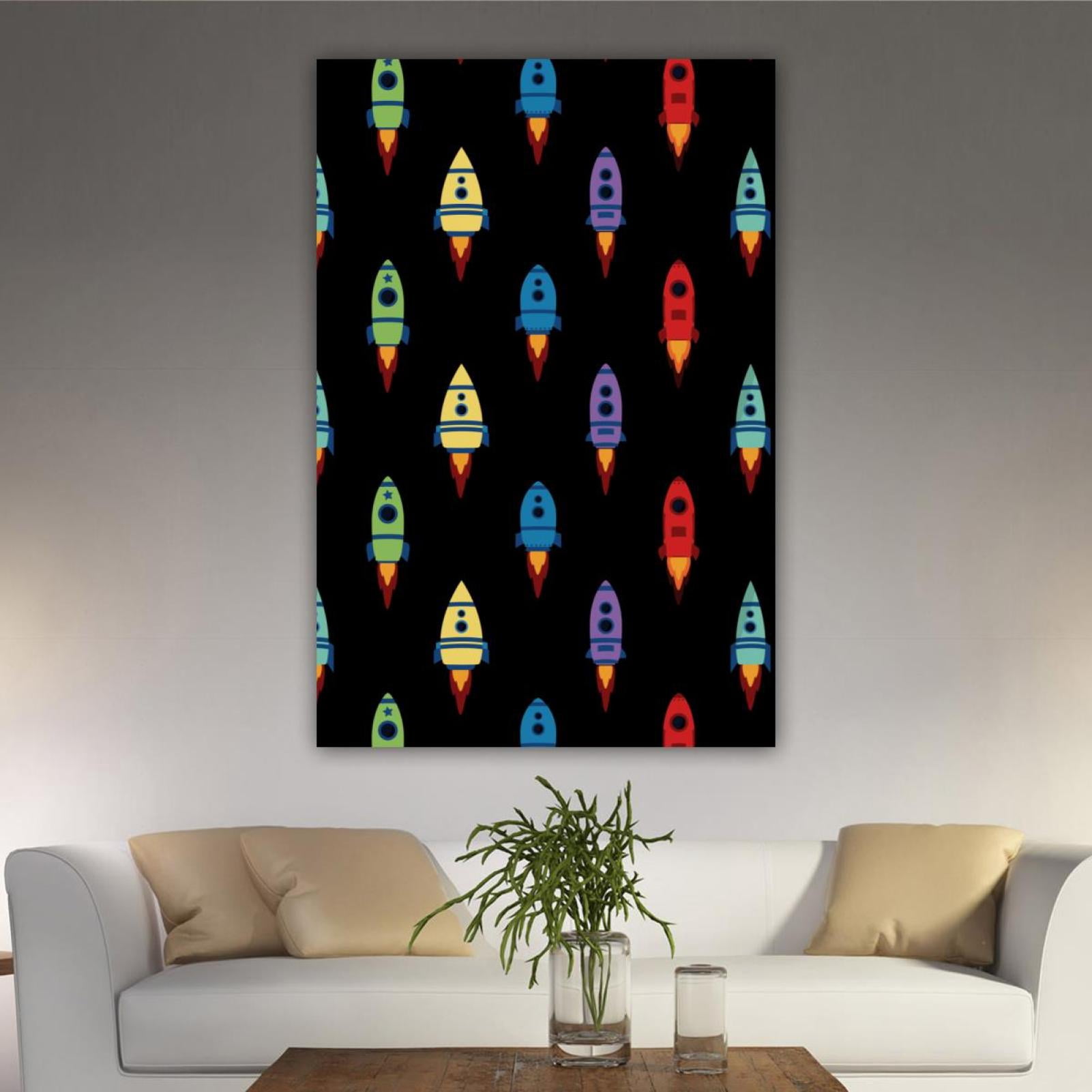 OWNSERIES Home Decor Spaceship Pattern Cartoon Pattern Canvas Wall Art ...