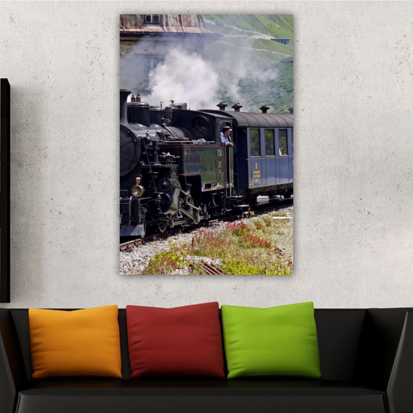OWNSERIES Home Decor Steam Railway Old Train Pattern Canvas Wall Art ...
