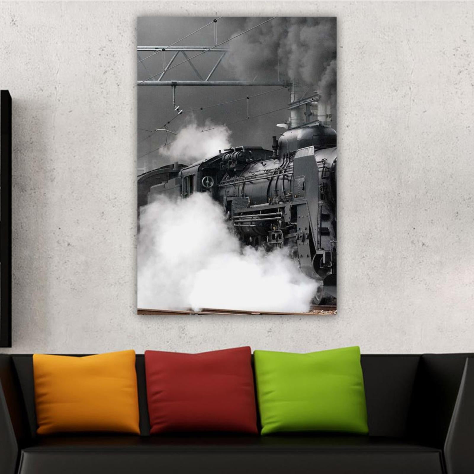 OWNSERIES Home Decor Steam Train Locomotive Old Pattern Canvas Wall Art ...