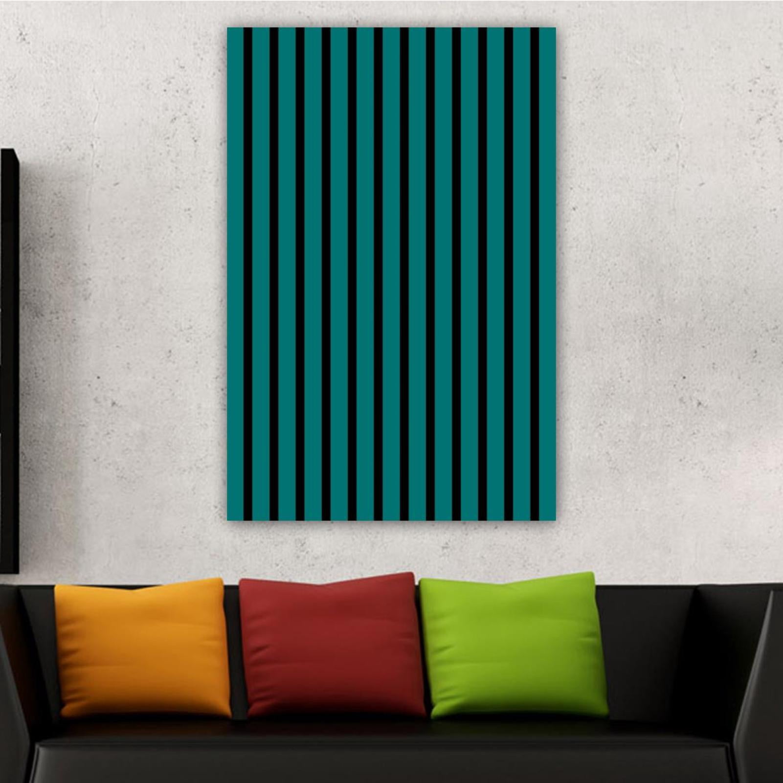 OWNSERIES Home Decor Stripe Black Green Pattern Canvas Wall Art ...