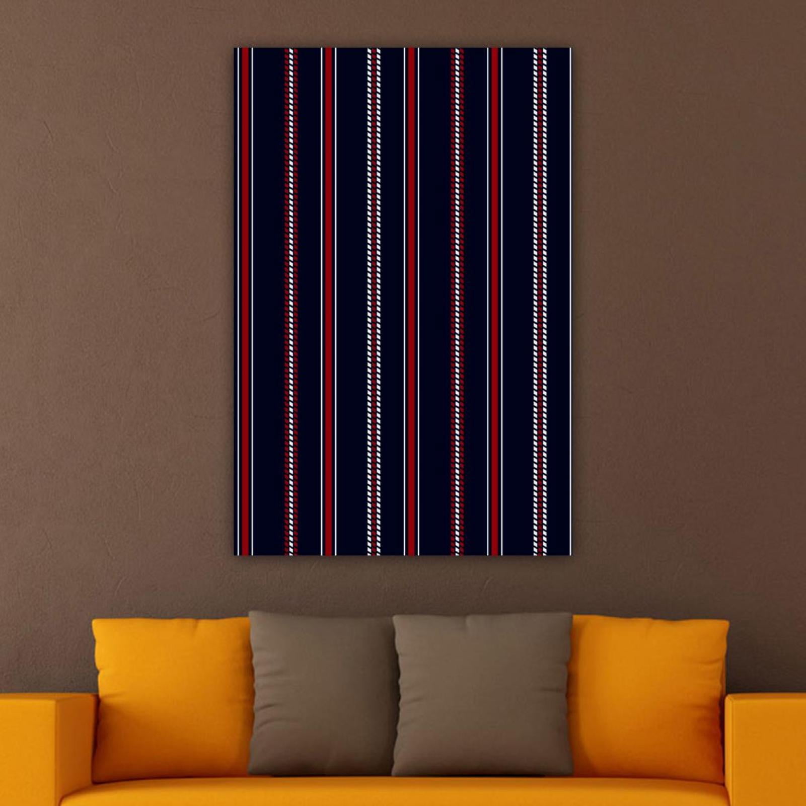 OWNSERIES Home Decor Stripe Navy Blue Red Pattern Canvas Wall Art ...