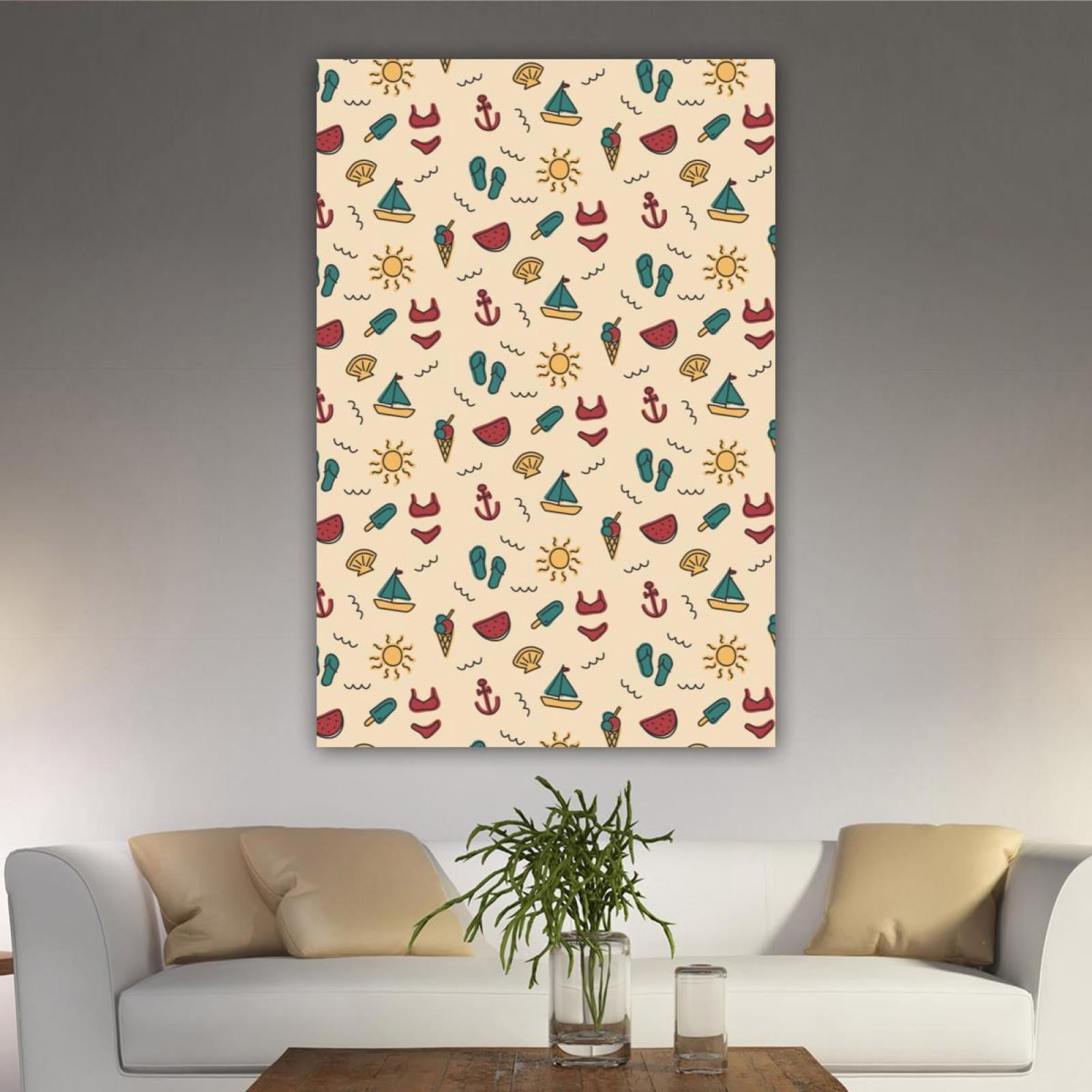 OWNSERIES Home Decor Summer Seaside Vacation Pattern Canvas Wall Art ...