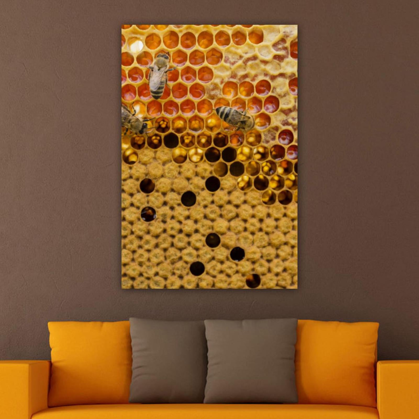 OWNSERIES Home Decor Top View Honeycomb with Bees Yellow Pattern Canvas ...