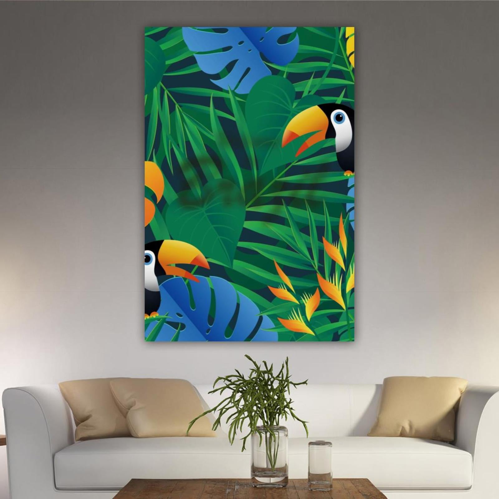 OWNSERIES Home Decor Tropical Brazil Palm Leaves Toucan Pattern Canvas ...