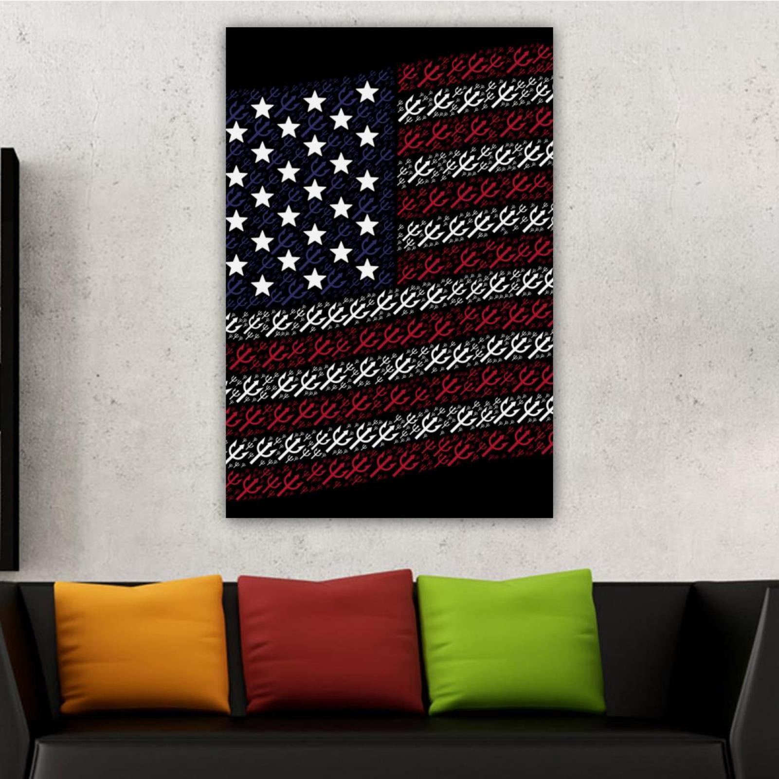 OWNSERIES Home Decor United States Flag Trident Fork Pattern Canvas ...