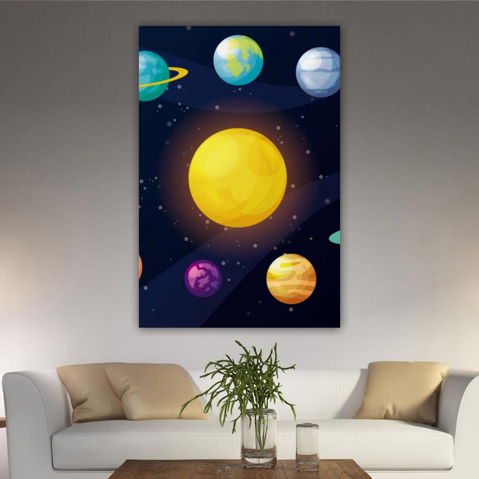OWNSERIES Home Decor Universe Space Planets Sun Pattern Canvas Wall Art ...