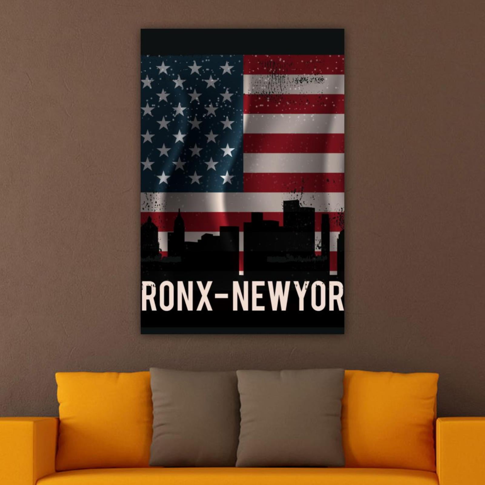 OWNSERIES Home Decor Vintage Bronx-New York City American Flag Pattern ...