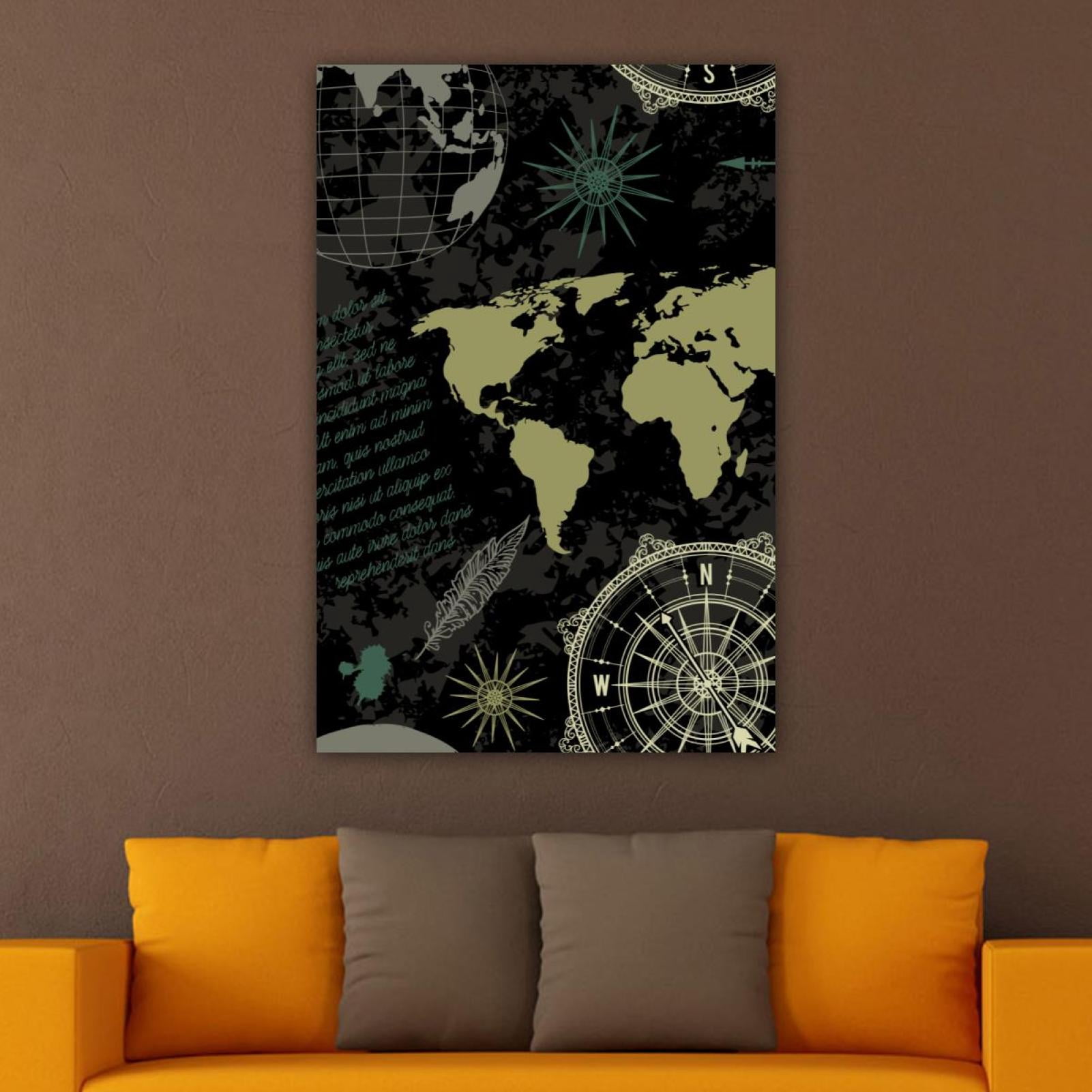 OWNSERIES Home Decor Vintage Globe World Map Pattern Canvas Wall Art ...