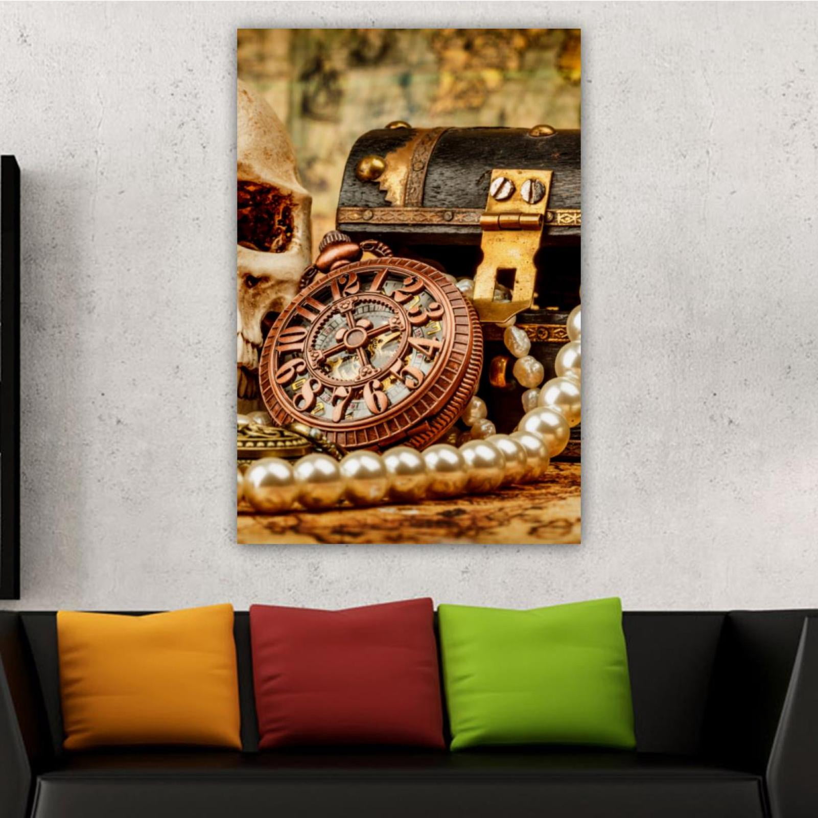 OWNSERIES Home Decor Vintage Nautical Skull Treasure Pattern Canvas ...