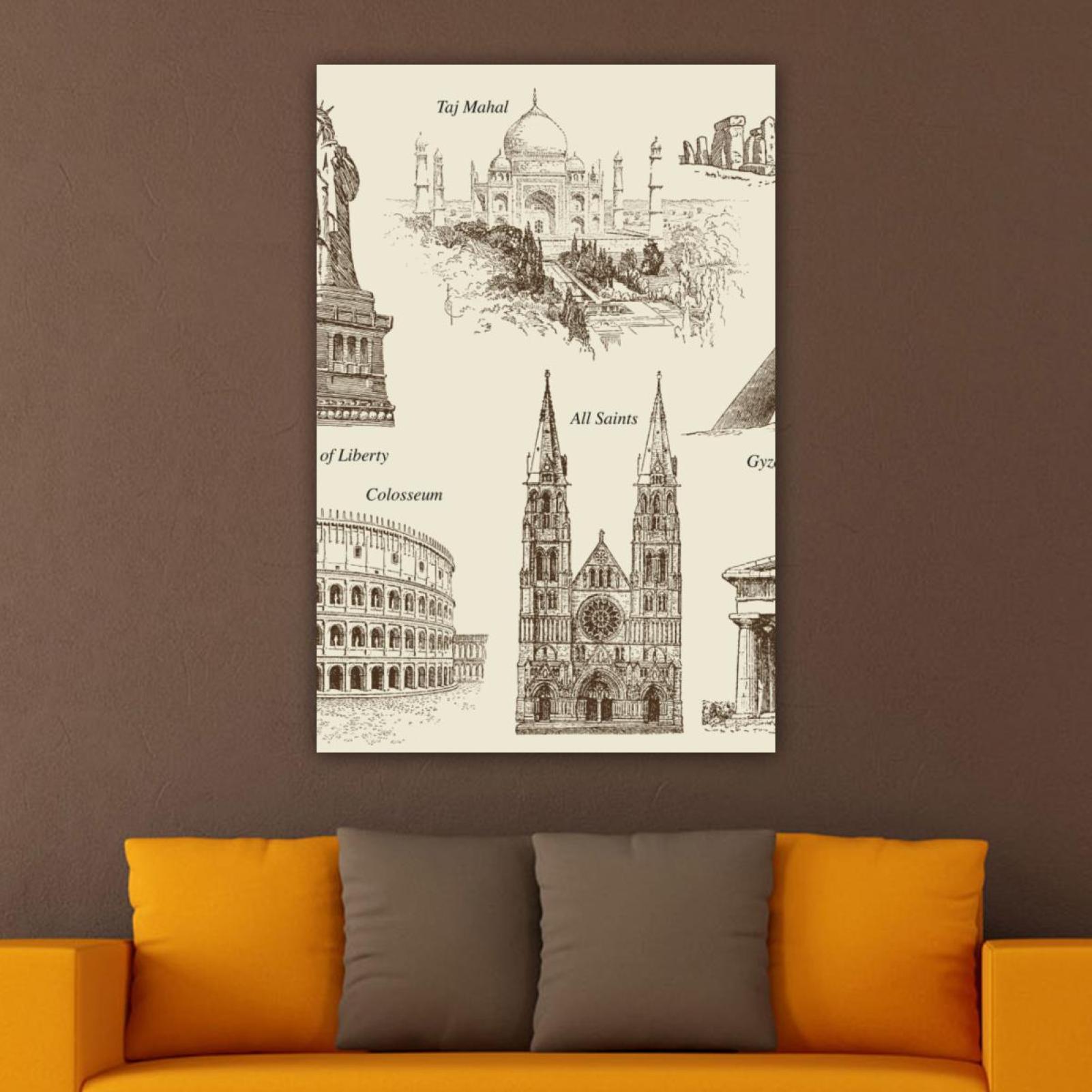 OWNSERIES Home Decor Vintage Old Style Monuments Places of Interest ...