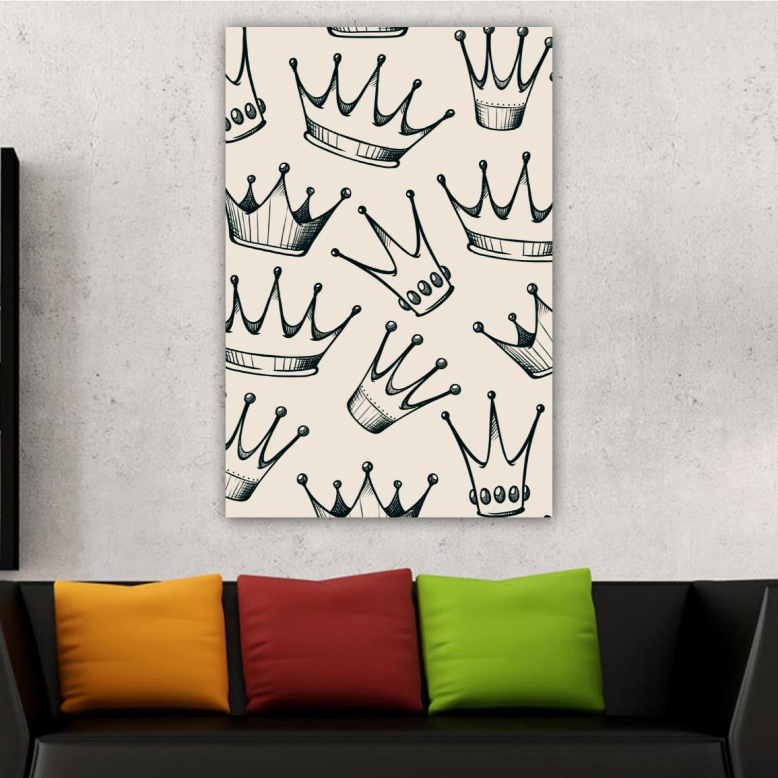 OWNSERIES Home Decor Vintage Princess Crown Pattern Canvas Wall Art ...