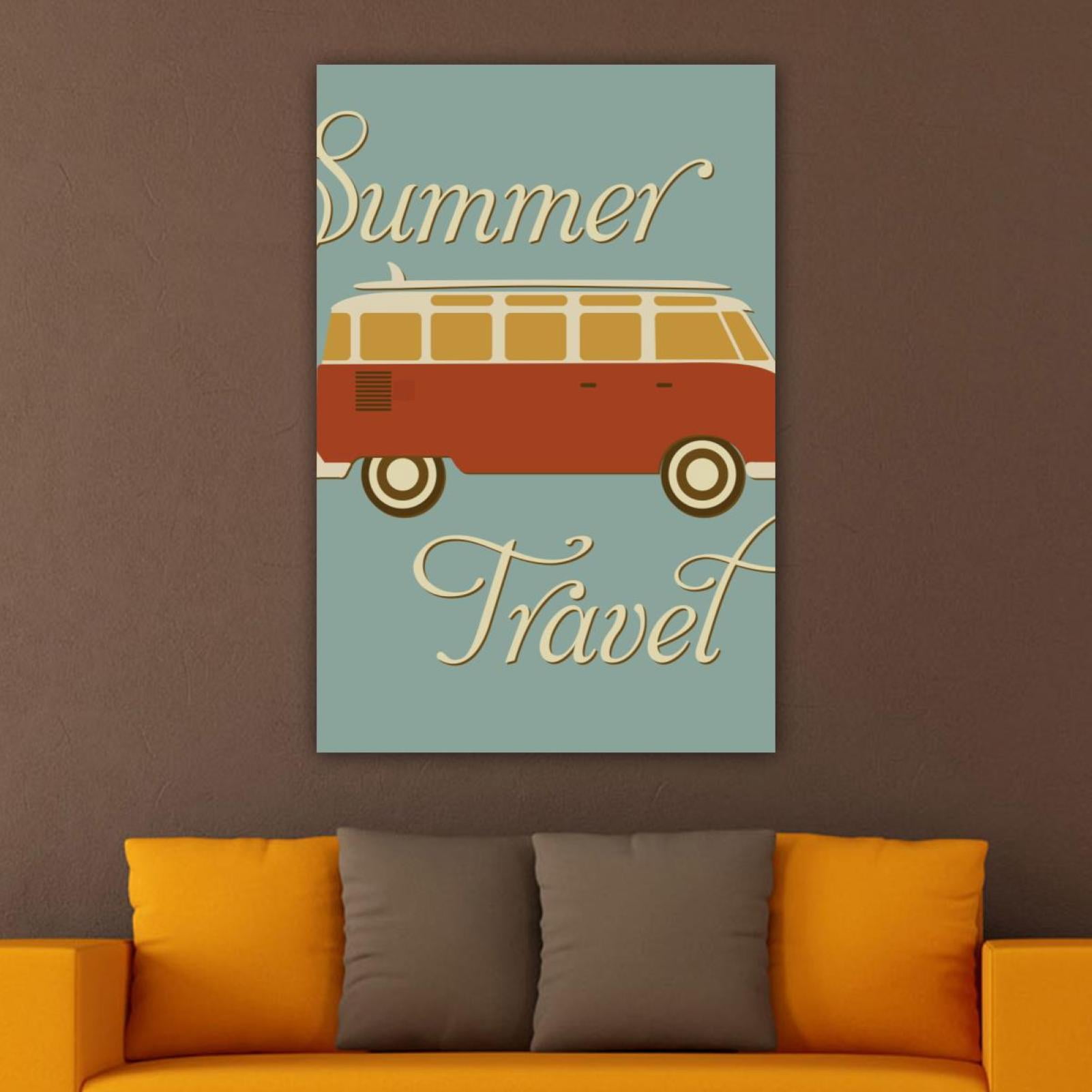 OWNSERIES Home Decor Vintage Summer Travel Bus Pattern Canvas Wall Art ...