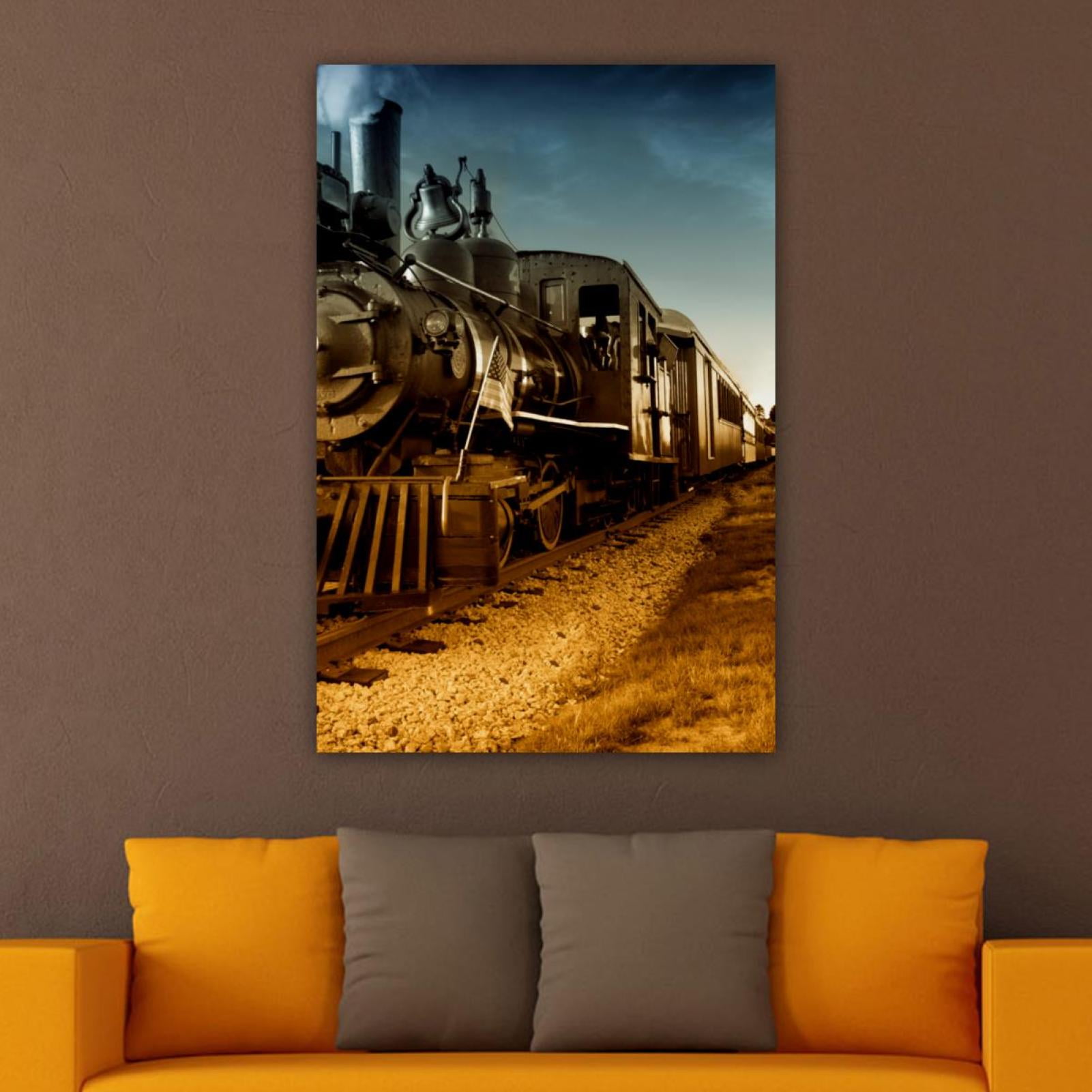 OWNSERIES Home Decor Vintage Train Steam Locomotive Pattern Canvas Wall ...