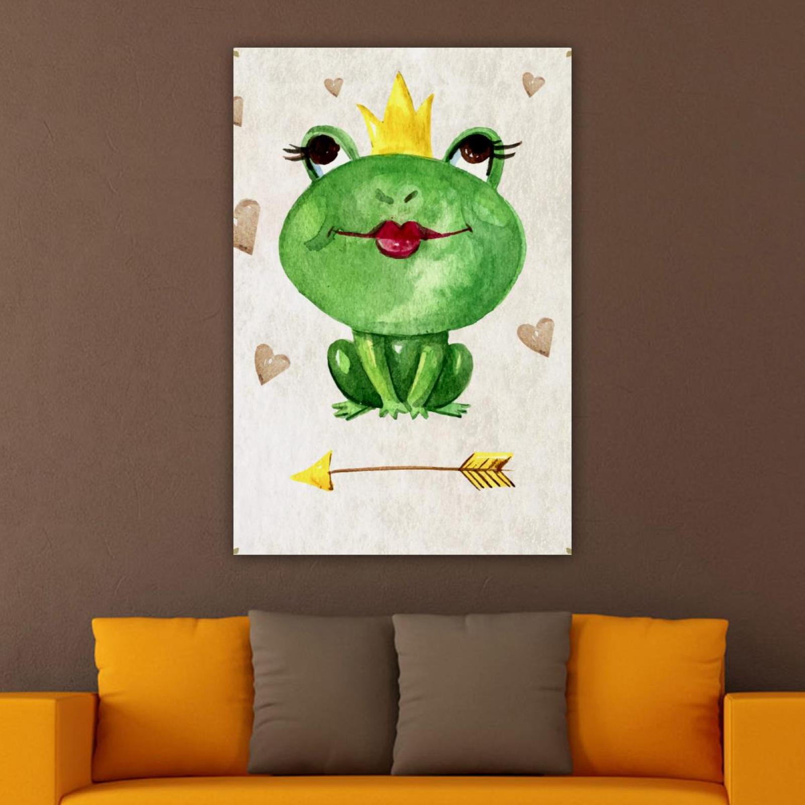 OWNSERIES Home Decor Watercolor Cute Frog Pattern Canvas Wall Art ...