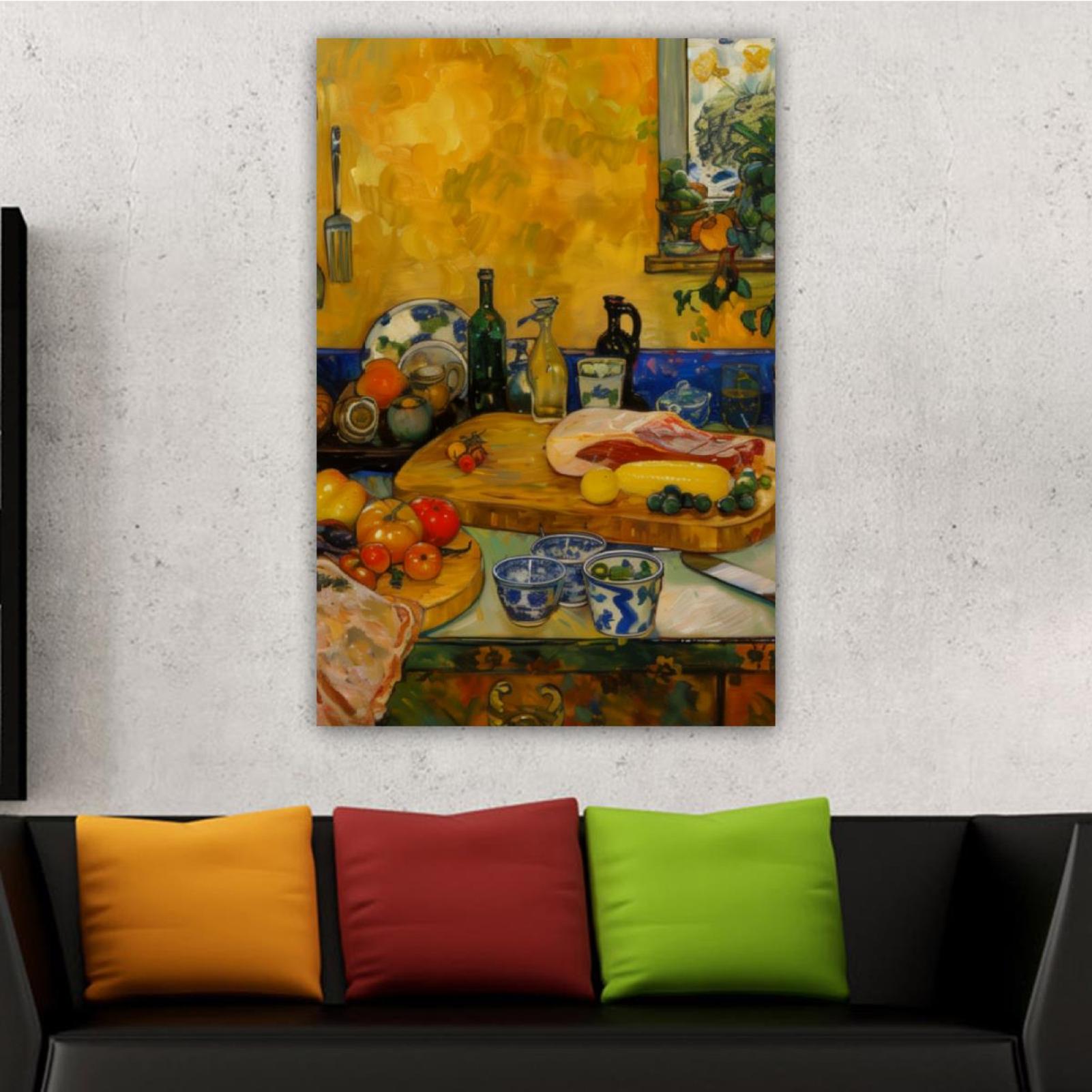 OWNSERIES Home Decor Watercolor Kitchen Pattern Canvas Wall Art ...
