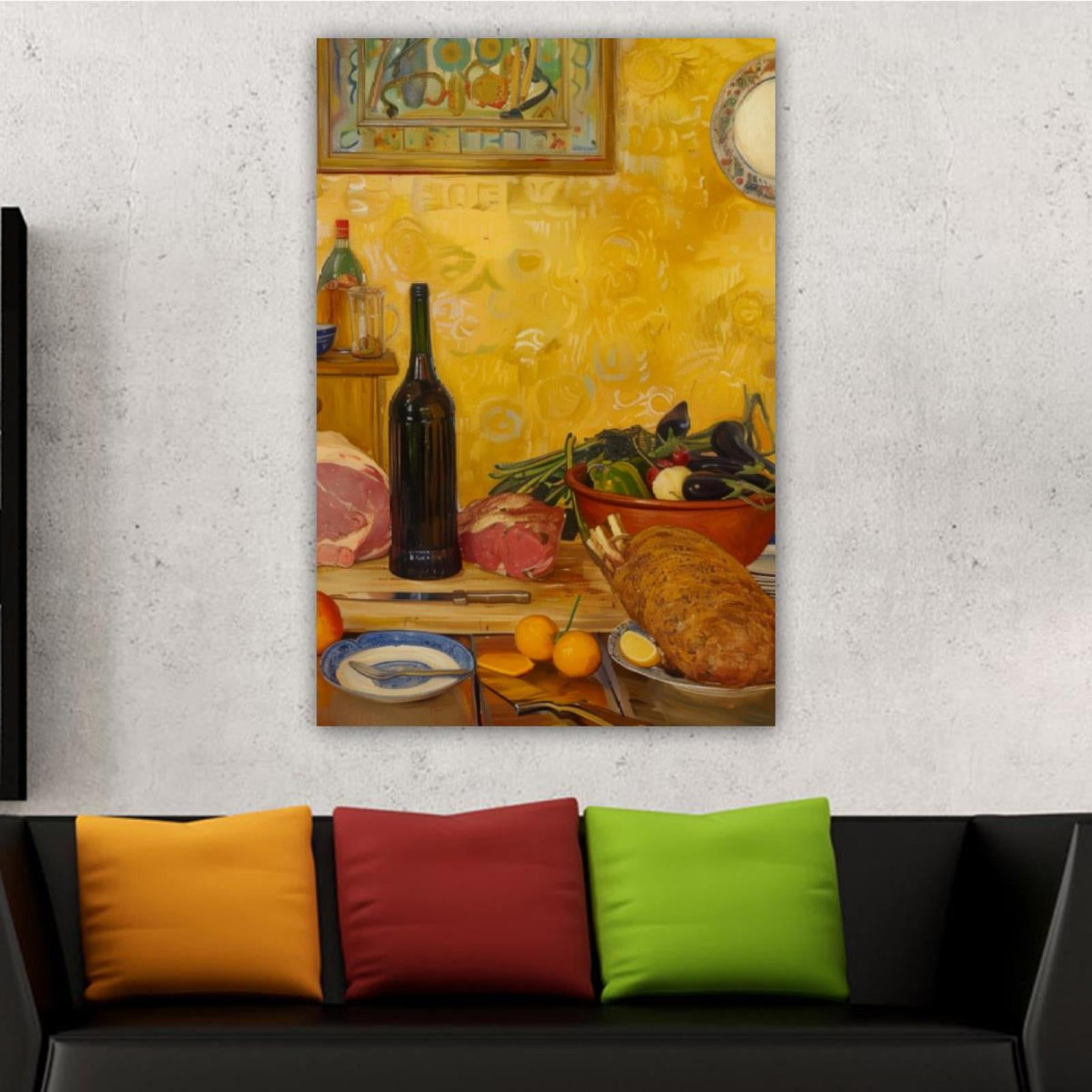 OWNSERIES Home Decor Watercolor Kitchen Pattern Canvas Wall Art ...