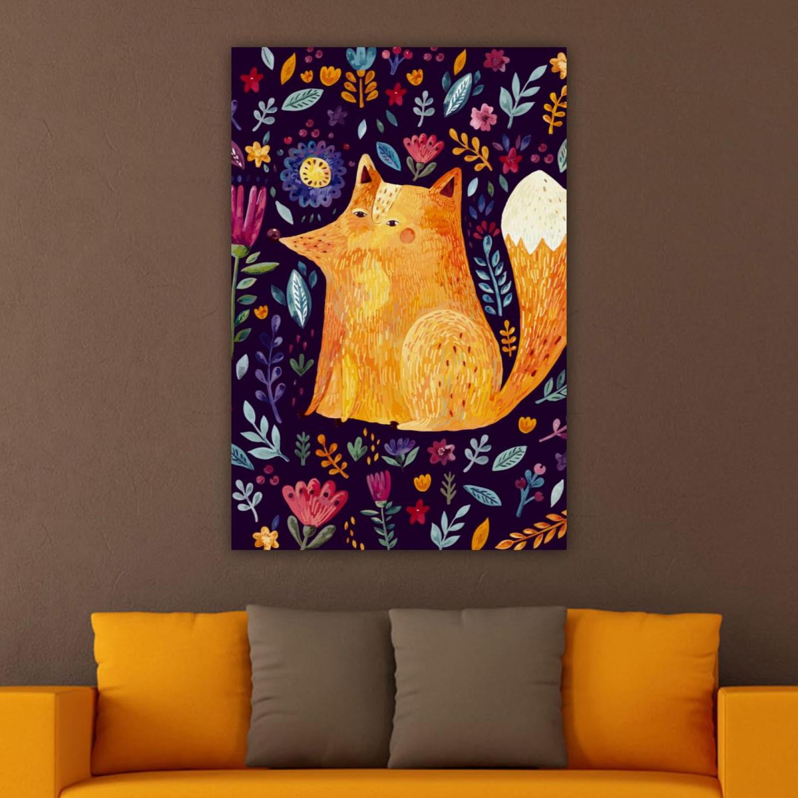 OWNSERIES Home Decor Watercolor Painting Fox Pattern Canvas Wall Art ...