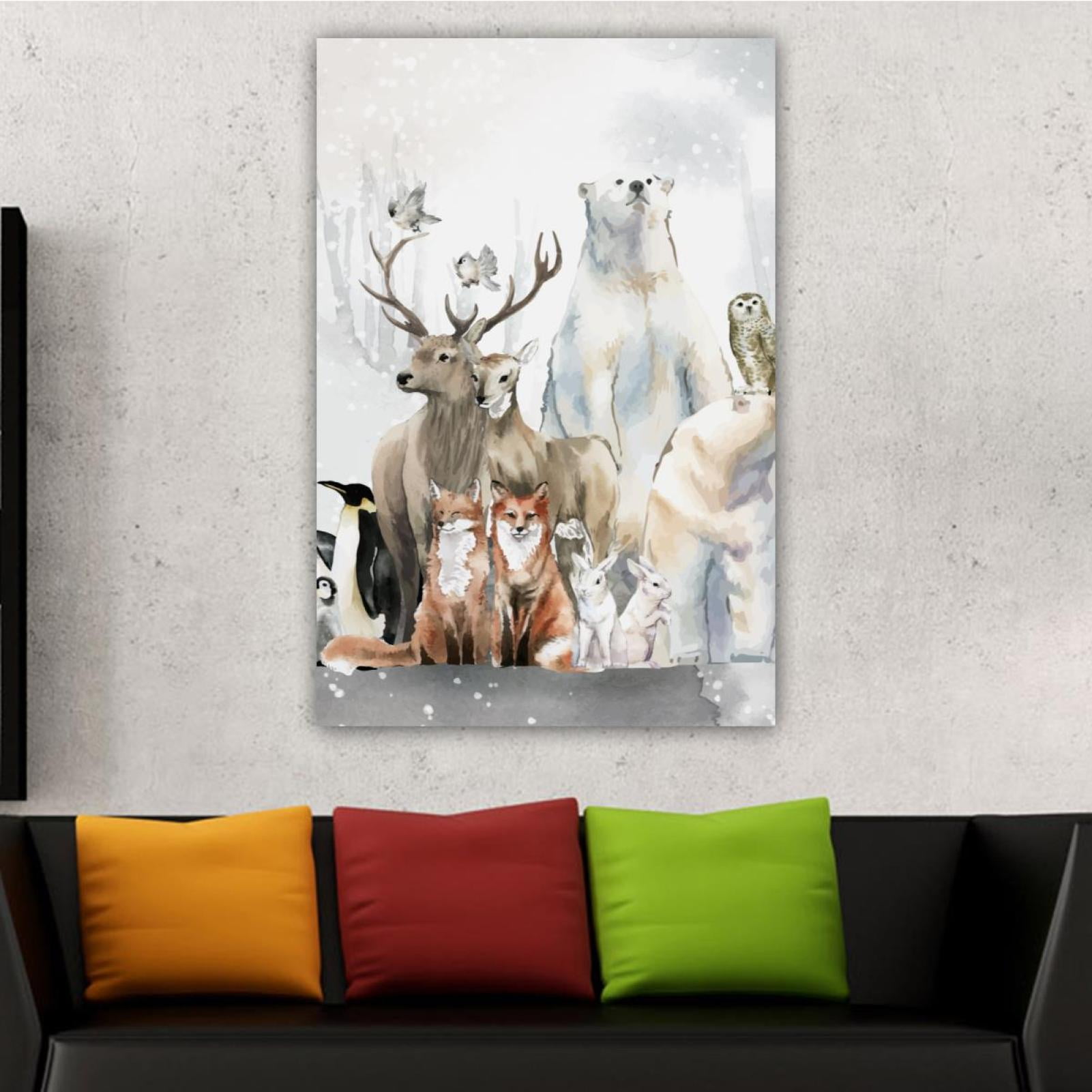 OWNSERIES Home Decor Watercolor Winter Snow Animals Forest Pattern ...