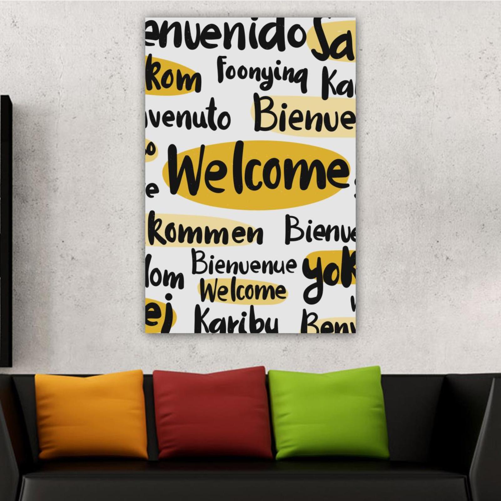 OWNSERIES Home Decor Welcome Different Language Pattern Canvas Wall Art ...