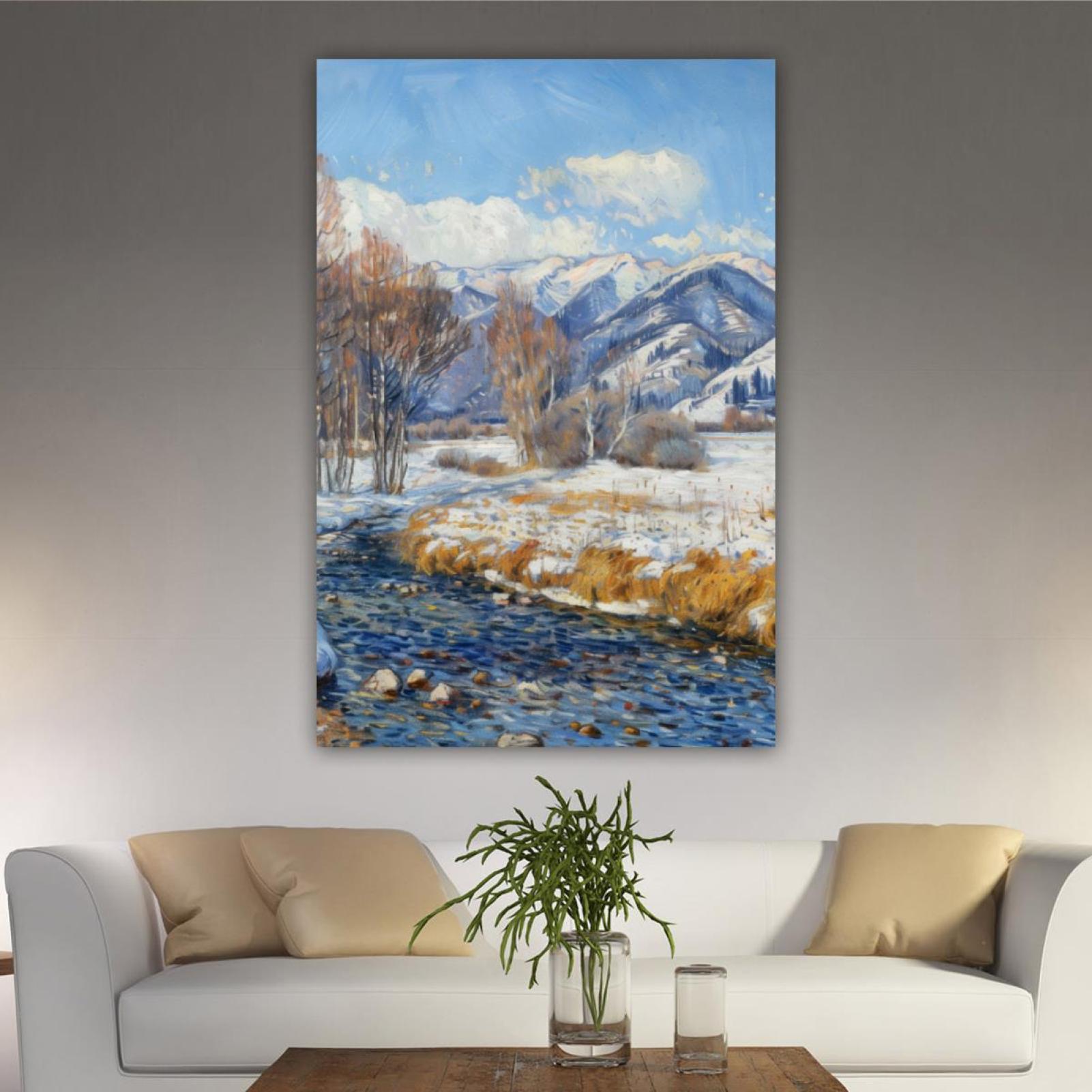 OWNSERIES Home Decor Winter Snow Scene Pattern Canvas Wall Art ...