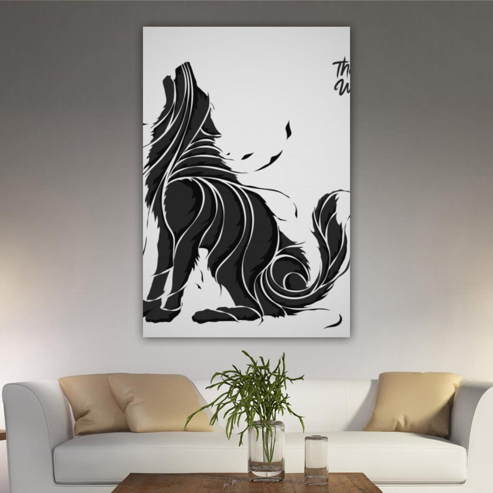 OWNSERIES Home Decor Wolf Splash Silhouette Pattern Canvas Wall Art ...