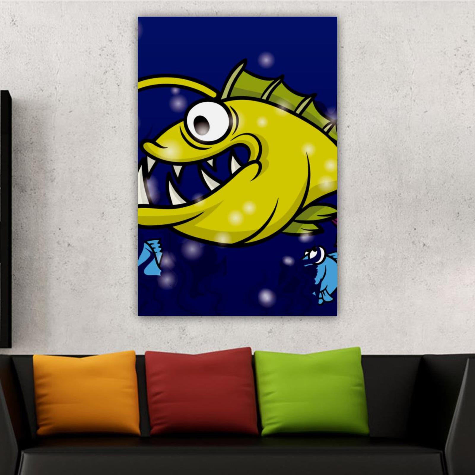 OWNSERIES Home Decor Yellow Angler Fish Pattern Canvas Wall Art ...