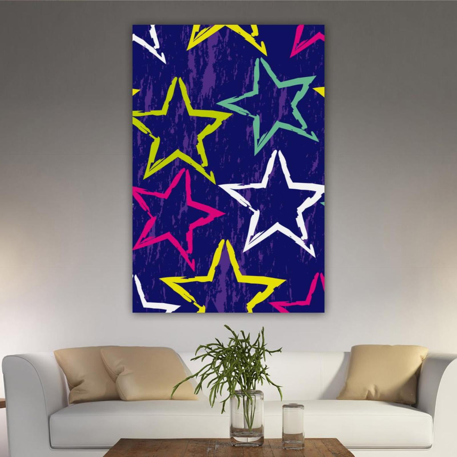 OWNSERIES Home Decor Yellow White Rosy Star Royal Blue Color Pattern ...