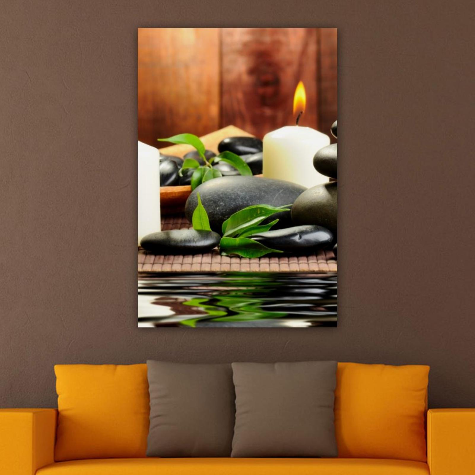 OWNSERIES Home Decor Zen Ston Candle Pattern Canvas Wall Art Paintings ...