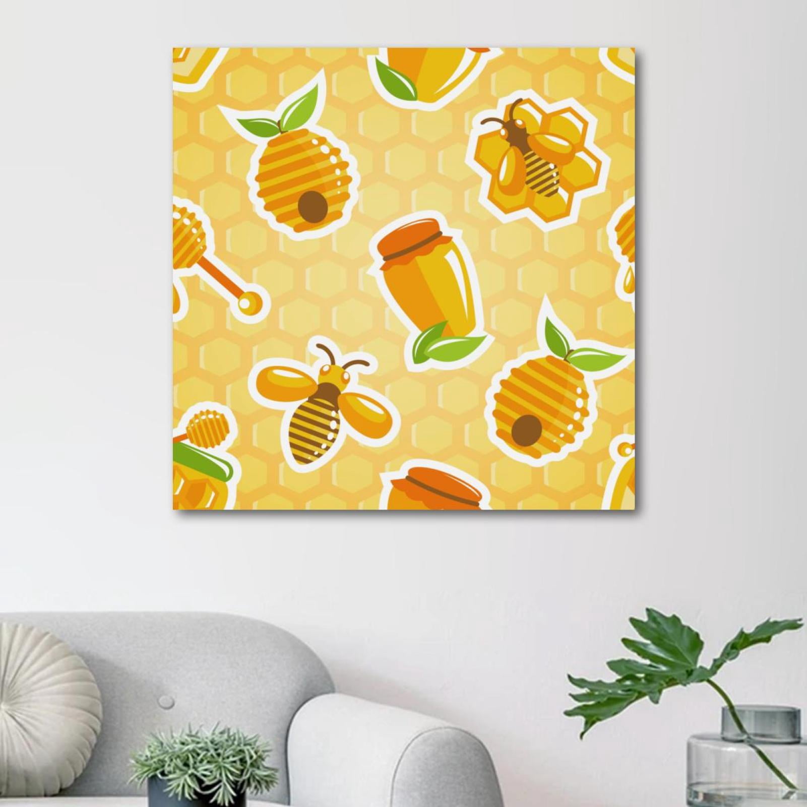 OWNSERIES Honey Jar Hive Bee Honeycomb Sweet Pattern Canvas Wall Art ...