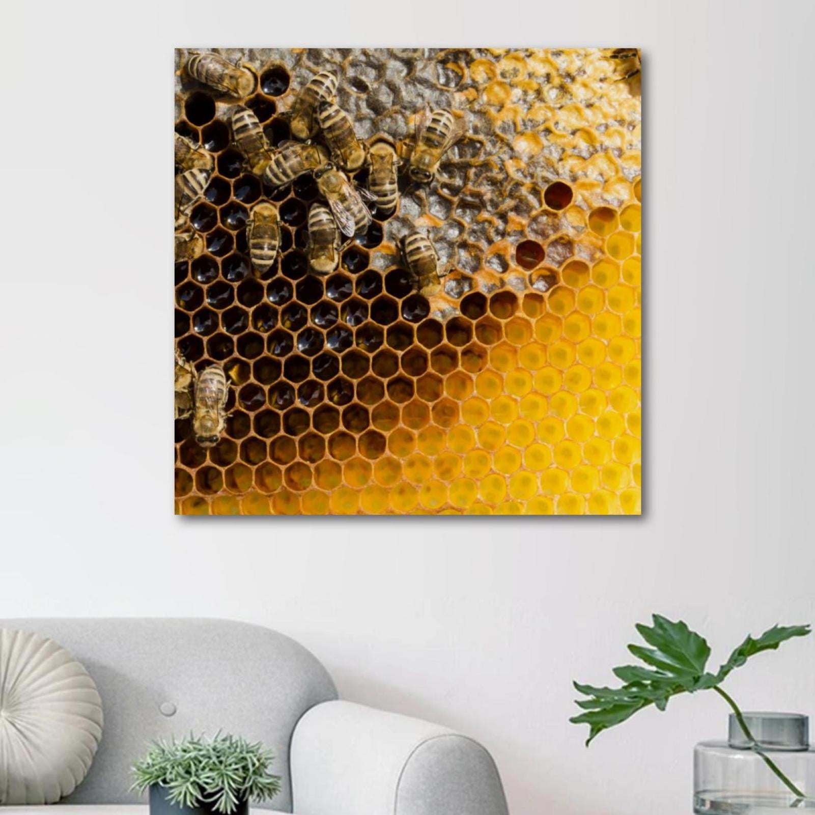OWNSERIES Honeycom Beehive and Bees Pattern Canvas Wall Art Paintings ...
