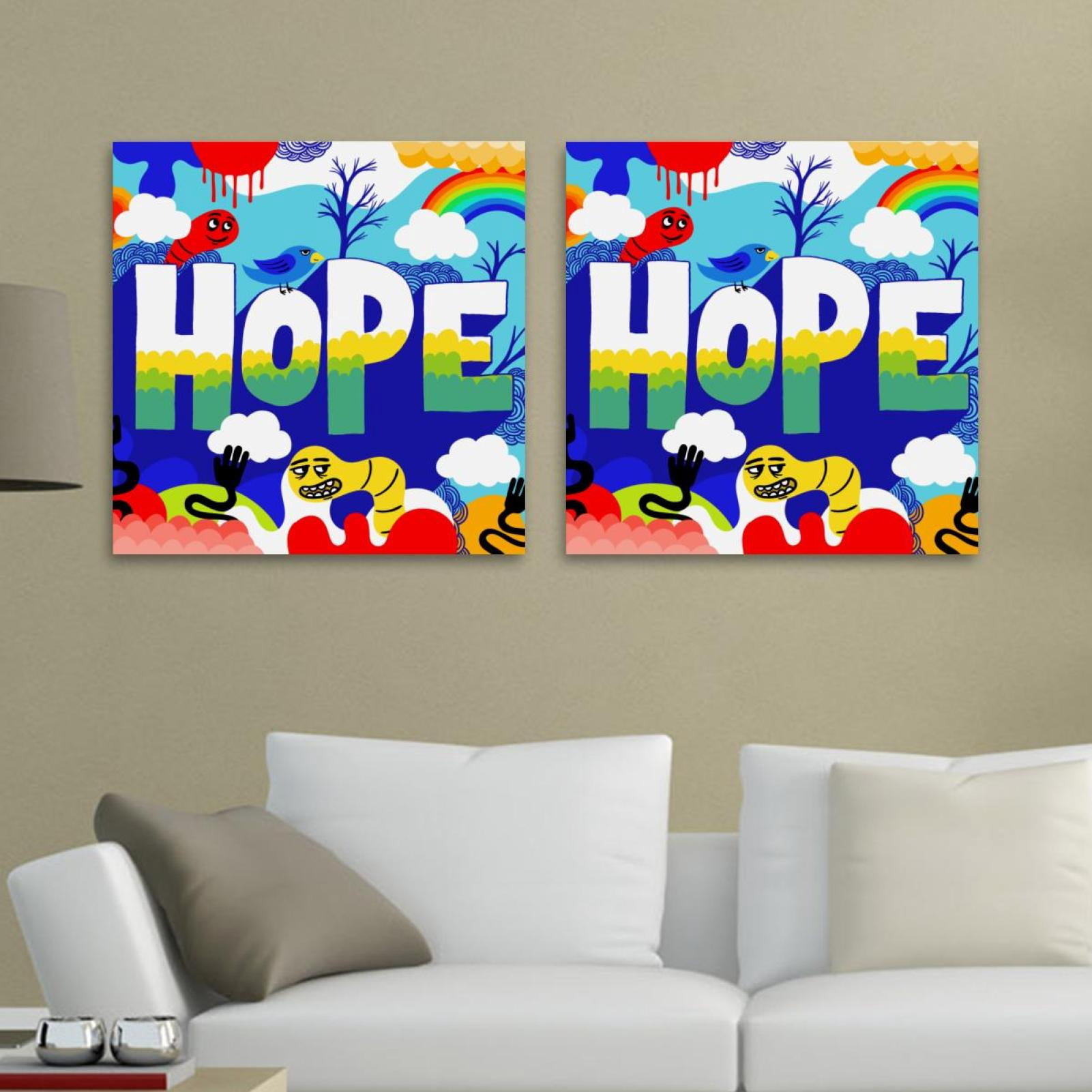 OWNSERIES Hope Lettering Pattern 2PC Canvas Wall Art Paintings for ...