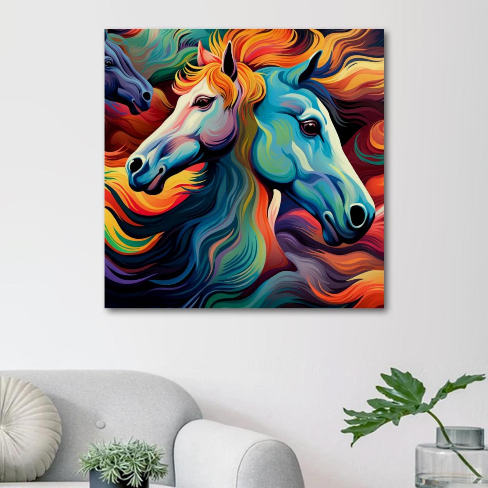 OWNSERIES Horse Pattern Canvas Wall Art Paintings for Living Room ...