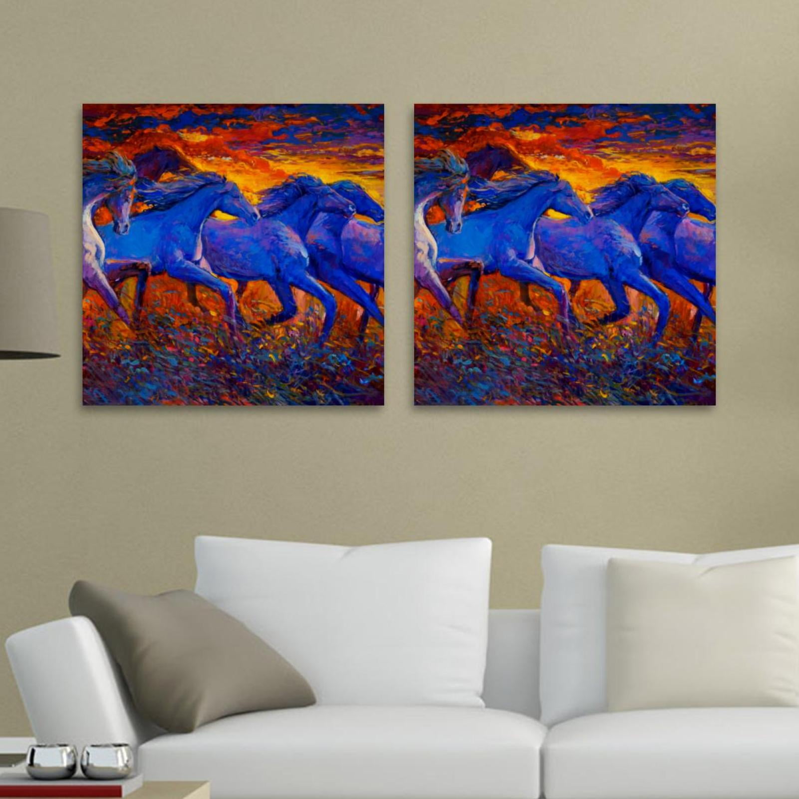 OWNSERIES Horses Running Oil Painting Pattern 2PC Canvas Wall Art ...