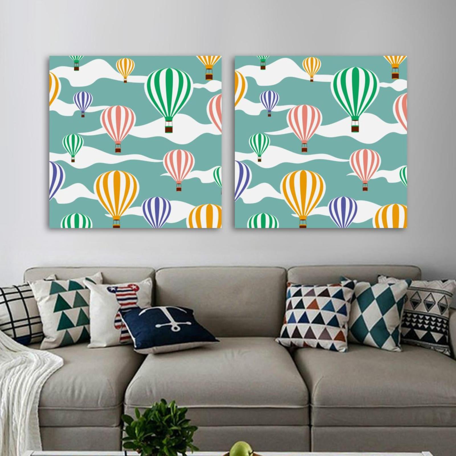 OWNSERIES Hot Air Balloon Pattern 2PC Canvas Wall Art Paintings for ...