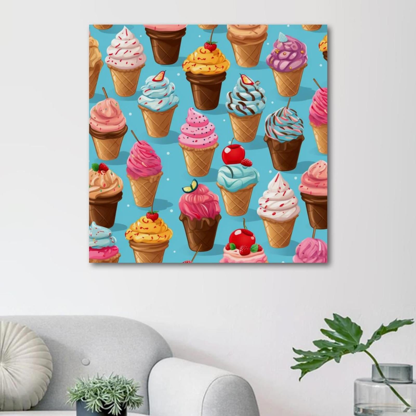 OWNSERIES Ice Cream Pattern Canvas Wall Art Paintings for Living Room ...