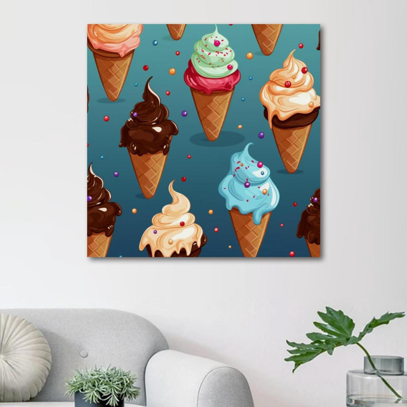 OWNSERIES Ice Cream Pattern Canvas Wall Art Paintings for Living Room ...