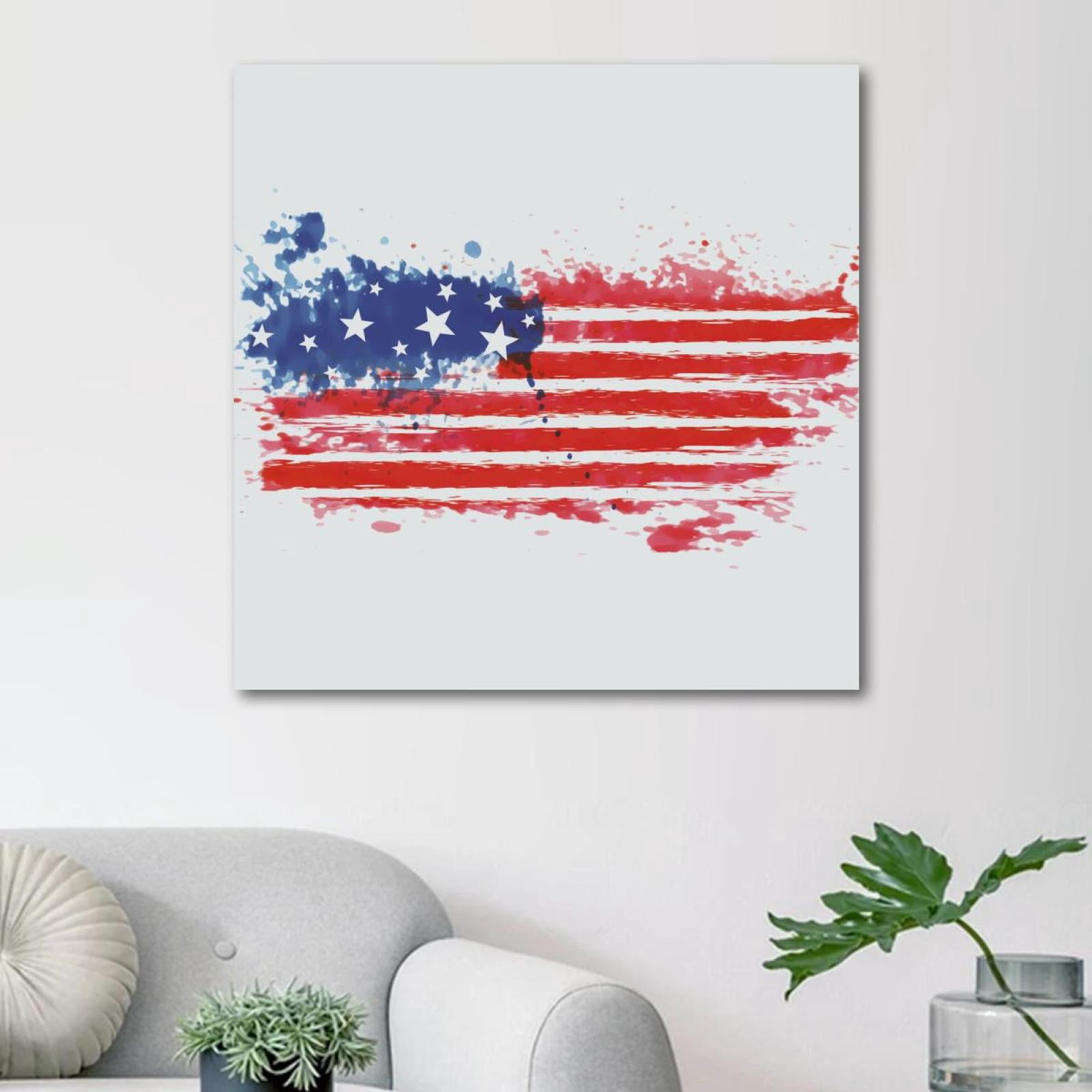 OWNSERIES Independence Day American Flag Pattern Canvas Wall Art ...