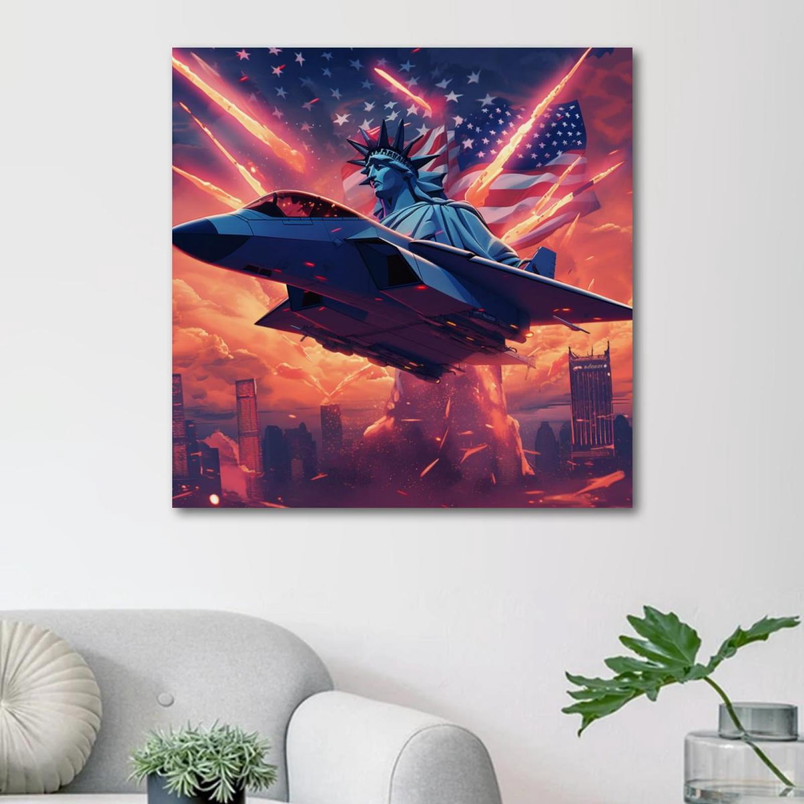 OWNSERIES Independence Day Bomber Pattern Canvas Wall Art Paintings for ...