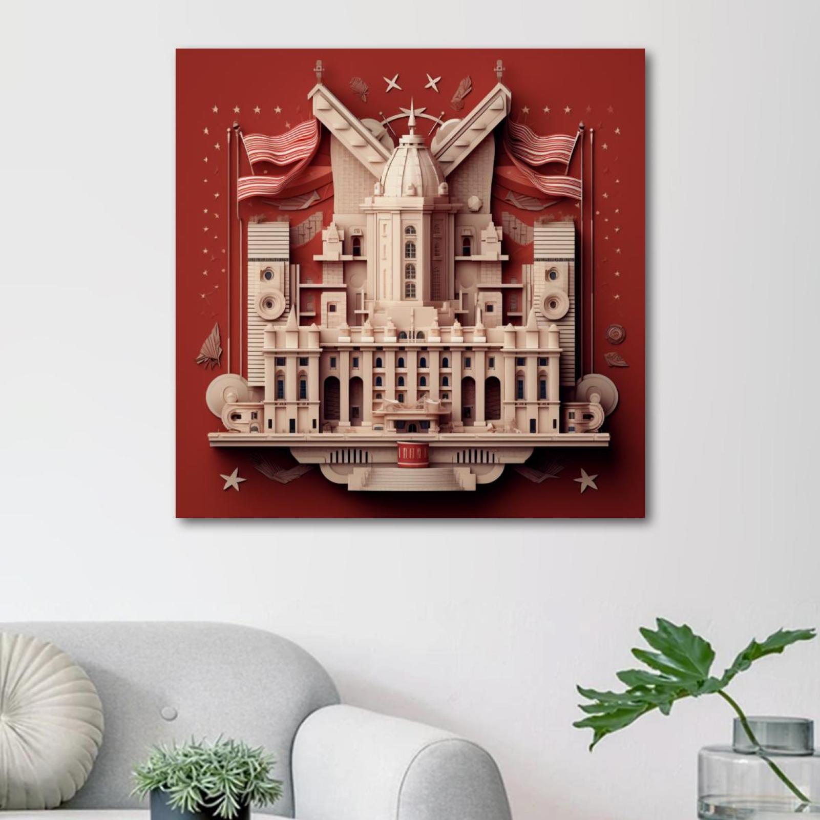 OWNSERIES Independence Day Building Sign Pattern Canvas Wall Art ...