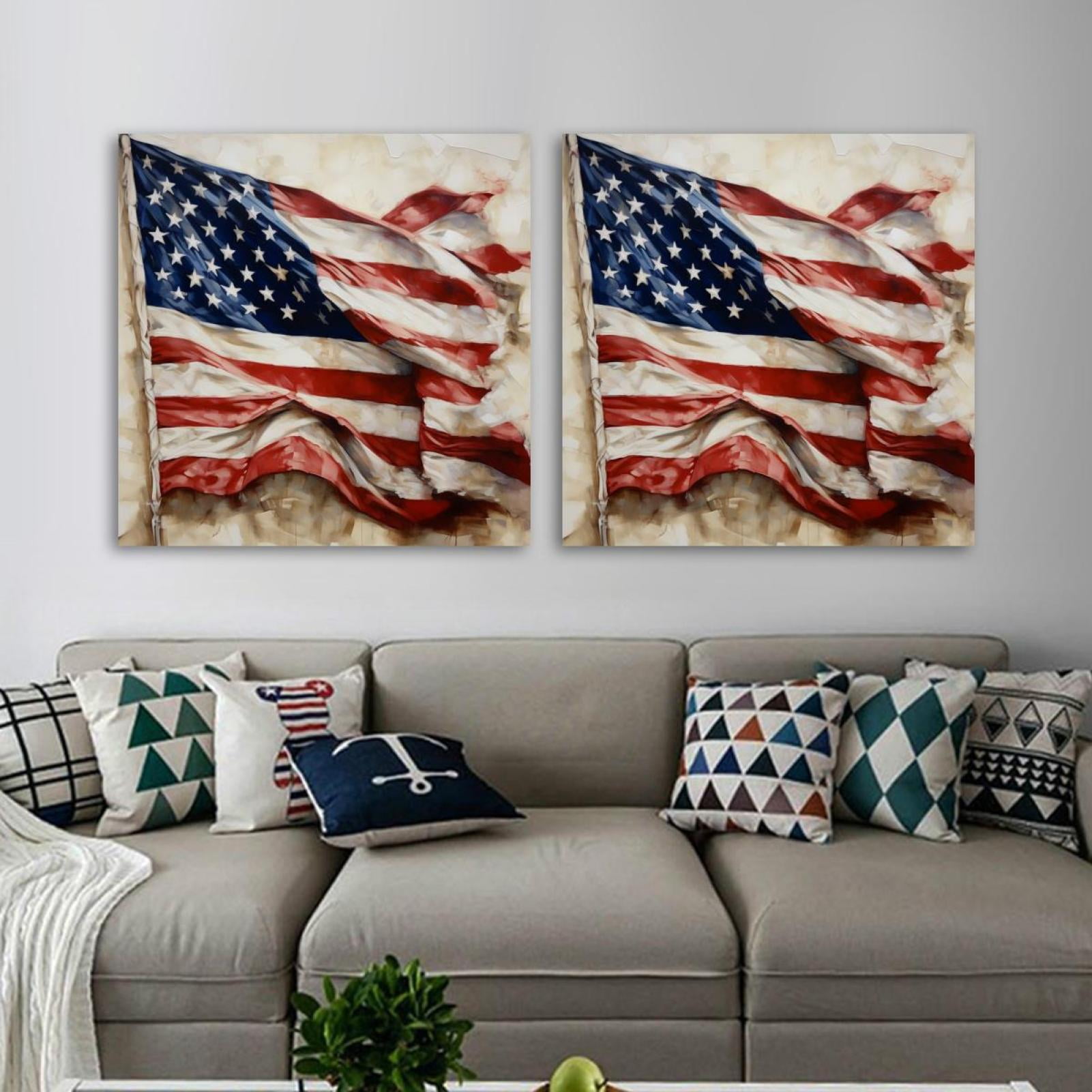 OWNSERIES Independence Day Pattern 2PC Canvas Wall Art Paintings for ...