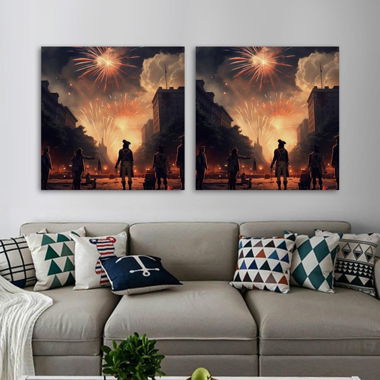 OWNSERIES Independence Day Pattern 2PC Canvas Wall Art Paintings for ...