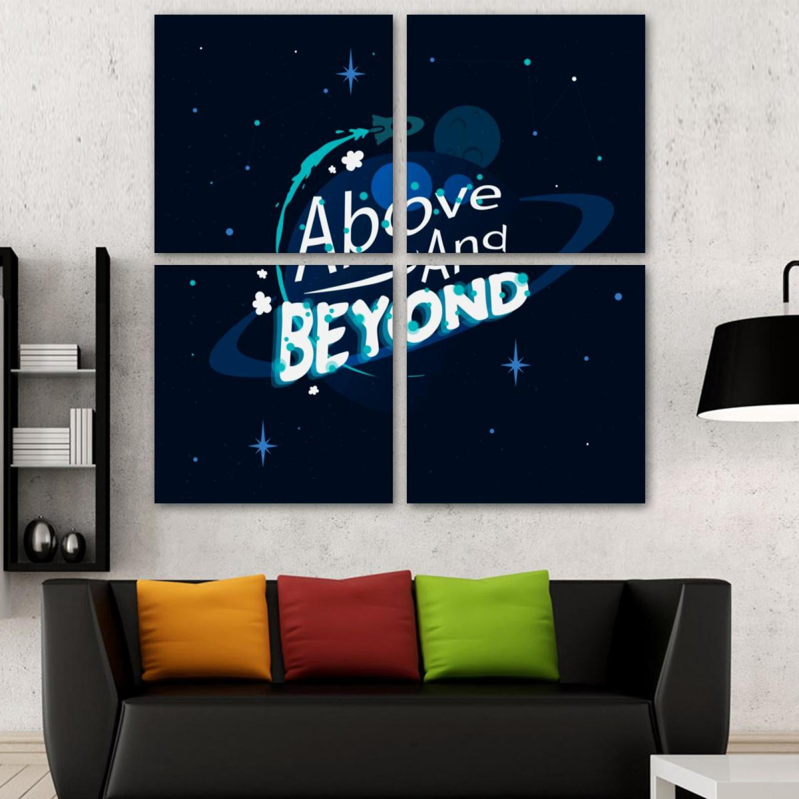 OWNSERIES Inspirational Lettering Galaxy Pattern 4PC Frameless Canvas ...