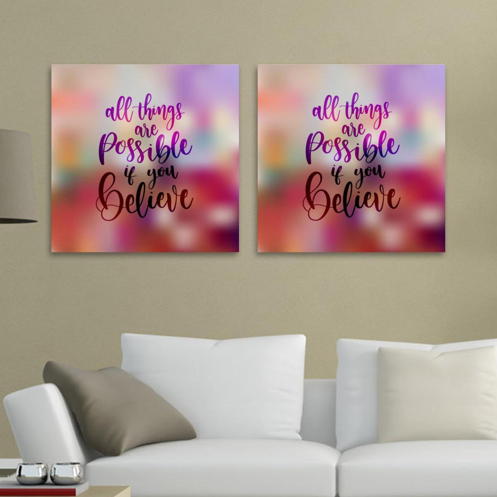 OWNSERIES Inspirational Quote Pattern 2PC Canvas Wall Art Paintings for ...