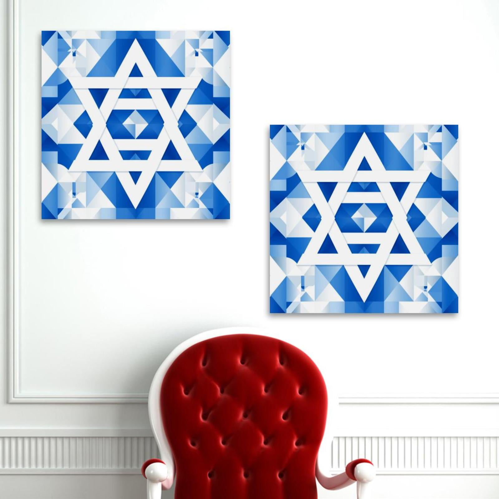 OWNSERIES Israeli Flag Pattern 2PC Canvas Wall Art Paintings for Living ...