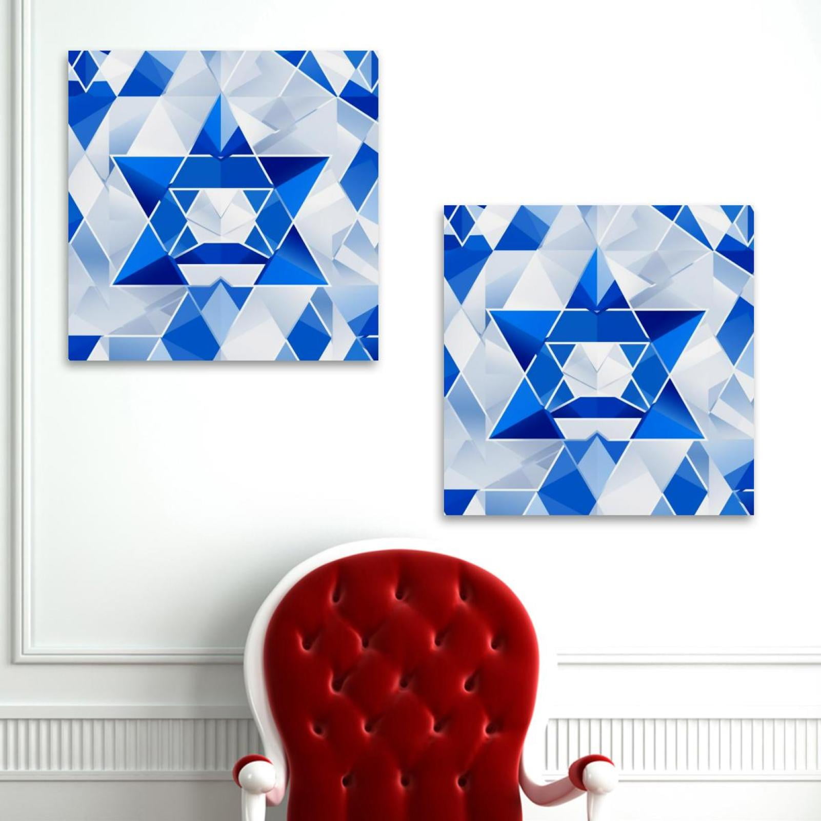 OWNSERIES Israeli Flag Pattern 2PC Canvas Wall Art Paintings for Living ...