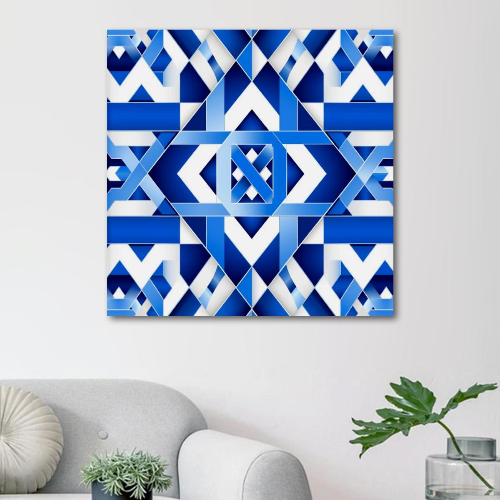 OWNSERIES Israeli Flag Pattern Canvas Wall Art Paintings for Living ...