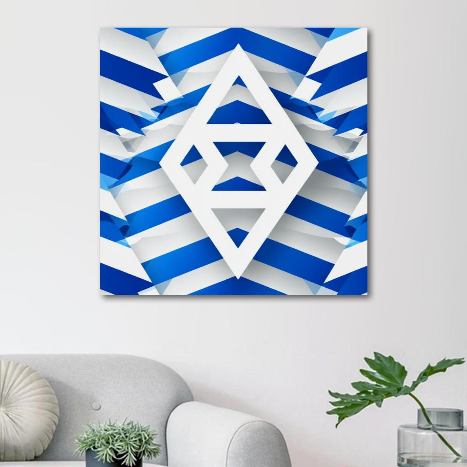 OWNSERIES Israeli Flag Pattern Canvas Wall Art Paintings for Living ...